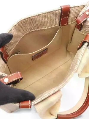 Chloé 2010s Woody Leather-trim Tote Bag - Neutrals