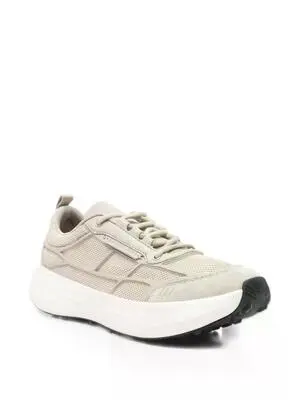 Emporio Armani Mesh-panelled Suede-trim Sneakers - Neutrals