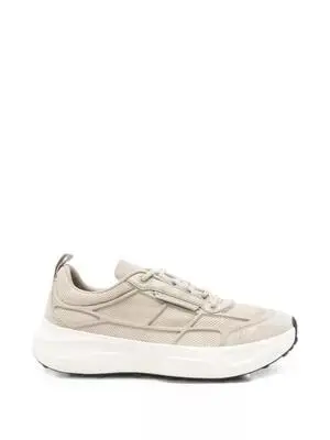 Emporio Armani Mesh-panelled Suede-trim Sneakers - Neutrals
