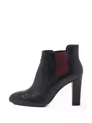 TOD'S Perforated Leather Ankle Boots - Black