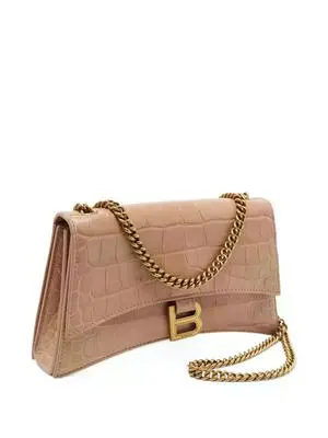 Balenciaga Hourglass Croc-embossed Shoulder Bag