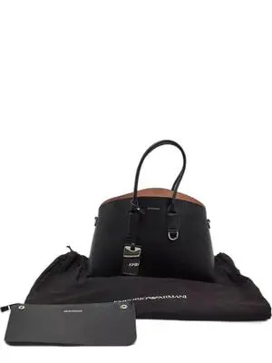 Emporio Armani Asv Icon Regenerated Curved Tote Bag - Black