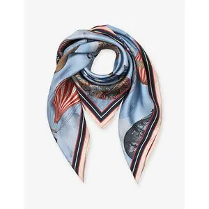 ASPINAL OF LONDON Up Up & Away Silk Scarf - Dusky Blue