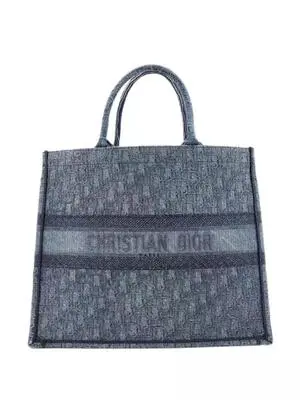 Dior Book Oblique Denim Large Tote Bag