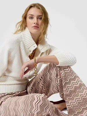 Missoni Viscose And Cotton Lamé Chevron Palazzo Trousers - Multicoloured