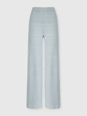 Missoni Viscose And Cotton Lamé Chevron Palazzo Trousers - Silver