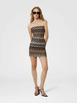 Missoni Zig Zag Mini Dress In Lamé Viscose