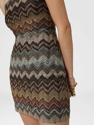 Missoni Zig Zag Mini Dress In Lamé Viscose