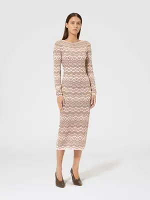 Missoni Long Dress In Viscose And Cotton Lamé Chevron - Multicoloured