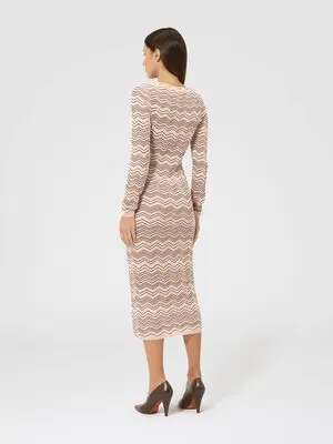 Missoni Long Dress In Viscose And Cotton Lamé Chevron - Multicoloured