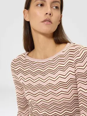 Missoni Long Dress In Viscose And Cotton Lamé Chevron - Multicoloured