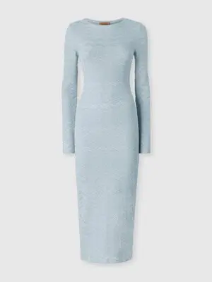 Missoni Long Dress In Viscose And Cotton Lamé Chevron - Silver