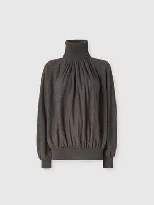 Missoni High-neck Sweater In Zig Zag Cashmere - Brown