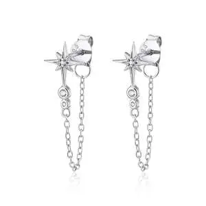 SCREAM PRETTY Chained Star Stud Earrings - Silver