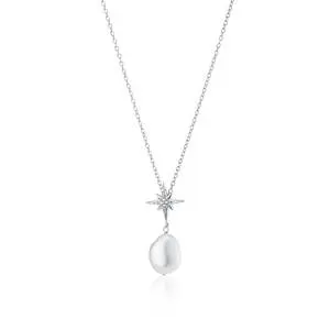 SCREAM PRETTY Sparkling Star & Pearl Necklace - Silver
