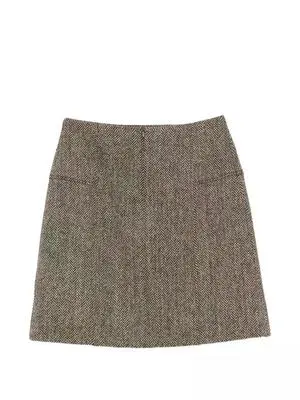 Paul Smith Herringbone-weave Wool Mini Skirt - Neutrals