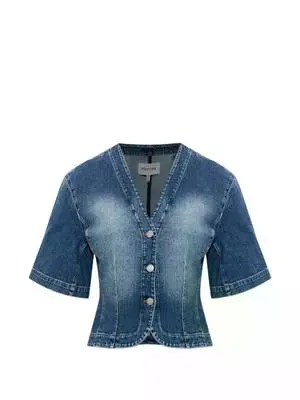 Munthe Cassia Faded Short-sleeve Shirt - Blue
