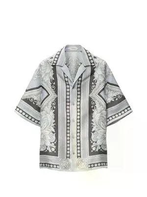 Versace Printed Silk Twill Regular Shirt - Blue
