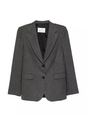 MANUEL RITZ Herringbone-pattern Glitter-effect Blazer - Grey