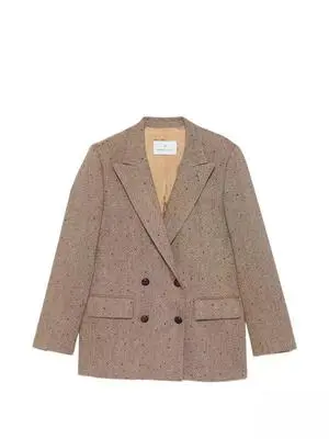 MANUEL RITZ Herringbone Double-breasted Blazer - Neutrals