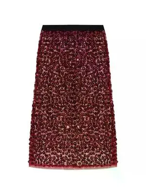 Munthe Sequin-embellished Gingham Midi Skirt - Red