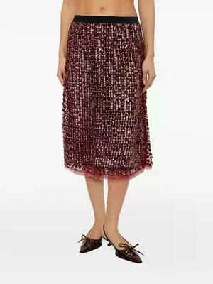 Munthe Sequin-embellished Gingham Midi Skirt