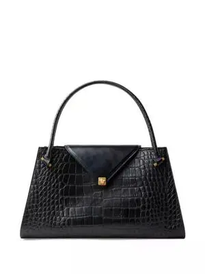 Versace Severine Croc-effect Leather Large Shoulder Bag - Black