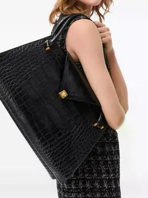 Versace Severine Croc-effect Leather Large Shoulder Bag