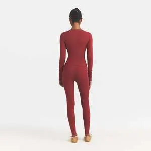 SKIMS Mid Rise Legging | Red | | Cotton Rib