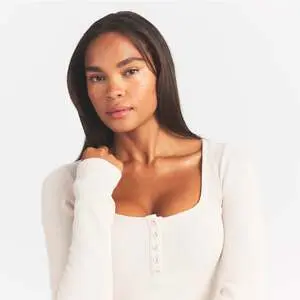 SKIMS Henley And Legging Pajama Set | Light Neutral | | Waffle