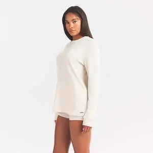 SKIMS Oversized Long Sleeve Top | Light Neutral | | Waffle