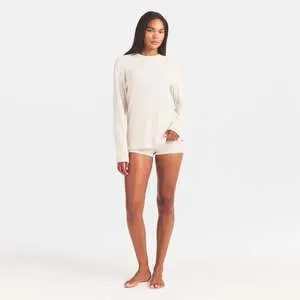 SKIMS Oversized Long Sleeve Top | Light Neutral | | Waffle