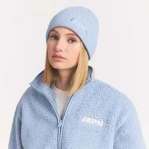 SKIMS Wool Blend Knit Beanie Hat | Blue | Accessories - Fog