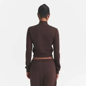 SKIMS Logo Track Jacket | Deep Neutral | | Cotton Fleece