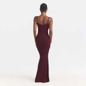 SKIMS Long Slip Dress | Red | | Soft Lounge