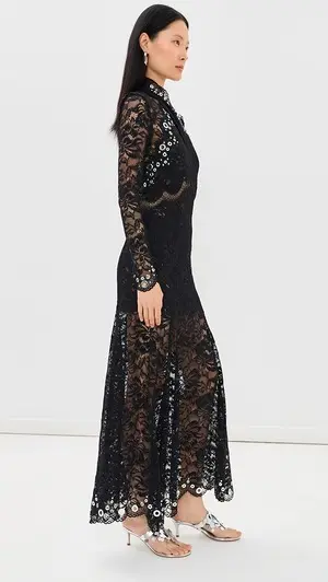 Rabanne Lace Wrap Long-sleeve Maxi Dress