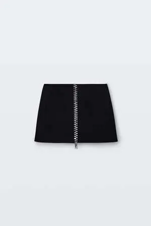Alexander Wang Crystal Zipper High-rise Micro Mini Skirt - Black