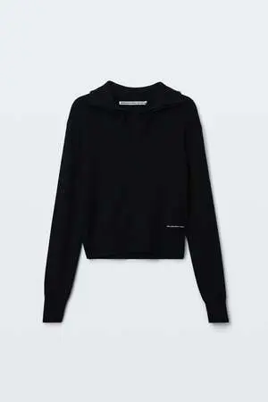 Alexander Wang Double Collar Long Sleeve V-neck Sweater - Black