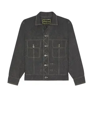 ART COMMUNITY Motif Japanese Denim Jacket In Denim-dark