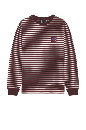 PARRA Tripped Stripes Pique Long Sleeve T-shirt In Burgundy
