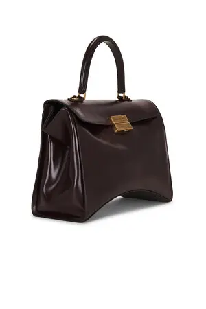 Balenciaga Hourglass Avenue Top Handle Medium Bag In Chocolate