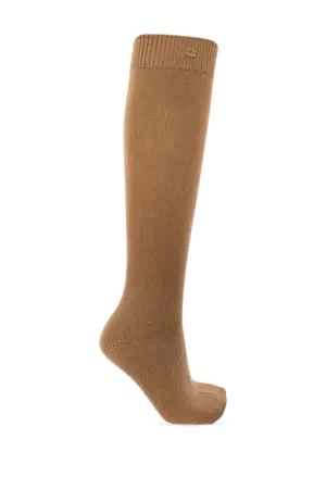 GANNI Long Wool Socks - Beige