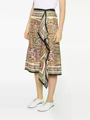 La DoubleJ Paisley-print Asymmetric Midi Skirt