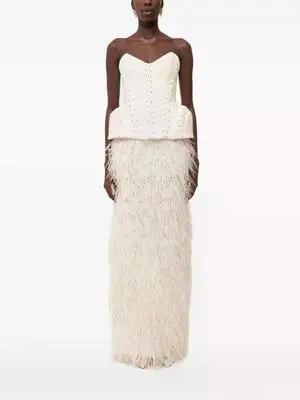 NISSA Lace-up Structured Wool Corset Top - Neutrals