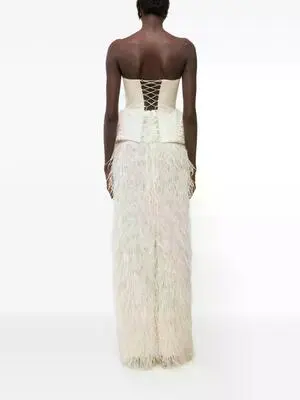 NISSA Lace-up Structured Wool Corset Top