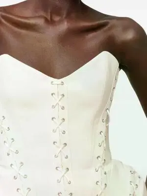 NISSA Lace-up Structured Wool Corset Top