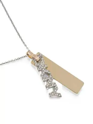 Dkny Paula Crystal-embellished Logo-plaque Necklace - Gold
