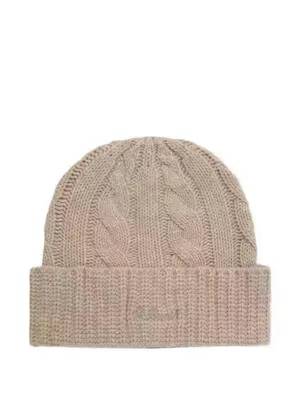 MC2 SAINT BARTH Cable-knit Embroidered Beanie Hat - Neutrals