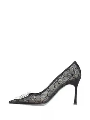 Amina Muaddi Camelia Crystal-embellished Pumps - Black