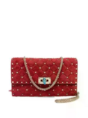 Valentino Garavani Rockstud Spike Quilted Chain Wallet - Red
